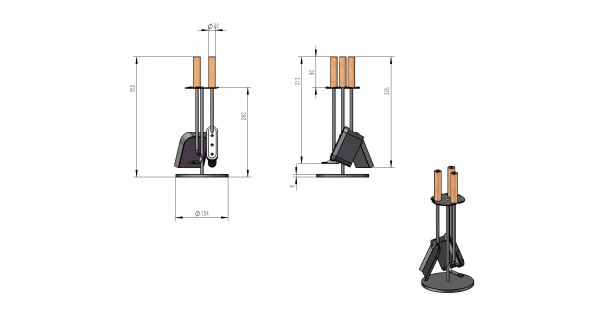Folly: Modern 3-Piece Fireside Companion Set - Steel with Wooden Handles
