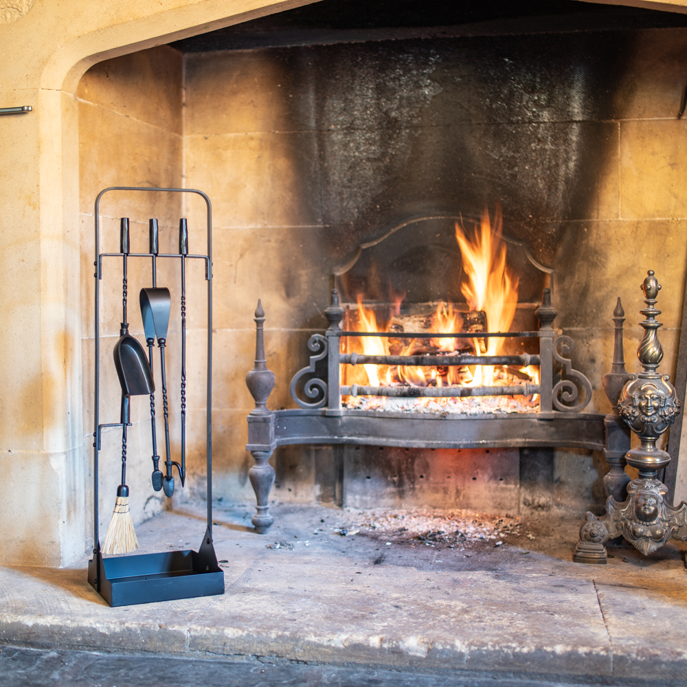 Ram Skull Wrought Iron Companion Set Sets - Wood Burning Stove Fireside ...